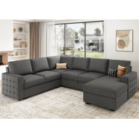 Latitude Run® U Shaped Sleeper Sectional Modular Sofa Bed With Storage Chaise & Reviews | Wayfair